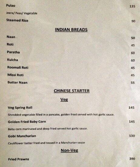 Menu at Jet Set - The Infantry Hotel, Bengaluru