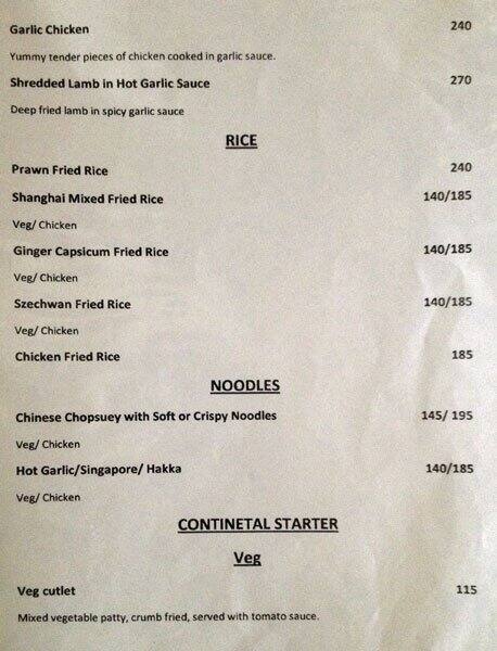 Menu at Jet Set - The Infantry Hotel, Bengaluru