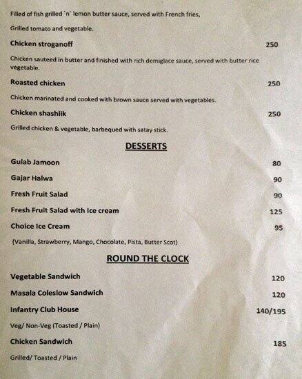 Menu at Jet Set - The Infantry Hotel, Bengaluru