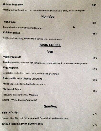 Menu at Jet Set - The Infantry Hotel, Bengaluru