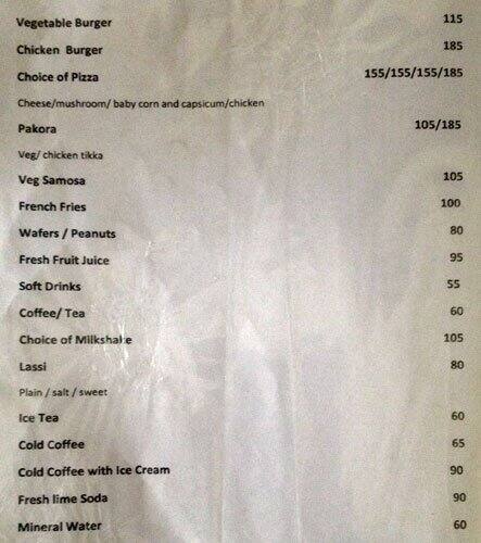 Menu at Jet Set - The Infantry Hotel, Bengaluru