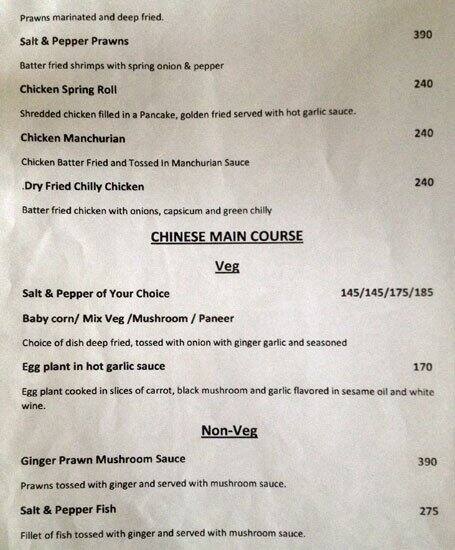 Menu at Jet Set - The Infantry Hotel, Bengaluru