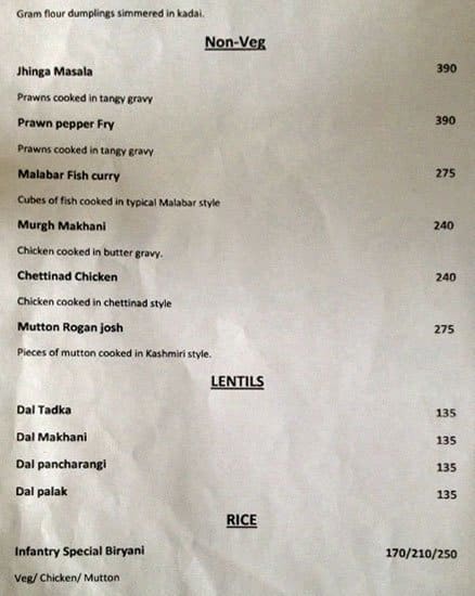 Menu at Jet Set - The Infantry Hotel, Bengaluru