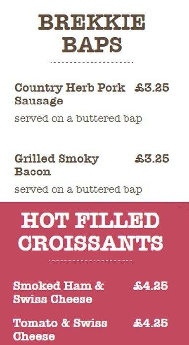 Menu at Giraffe restaurant, London, King's Cross Rd