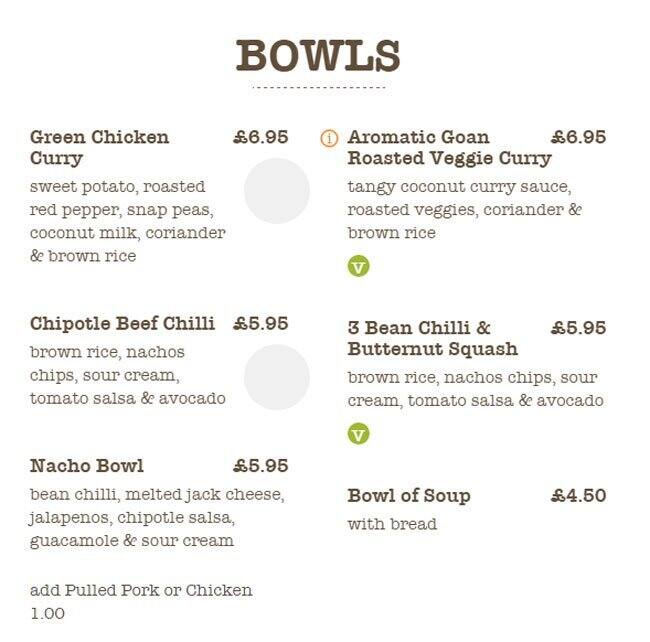 Menu at Giraffe restaurant, London, King's Cross Rd