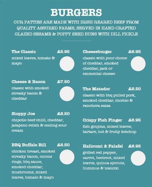 Menu at Giraffe restaurant, London, King's Cross Rd