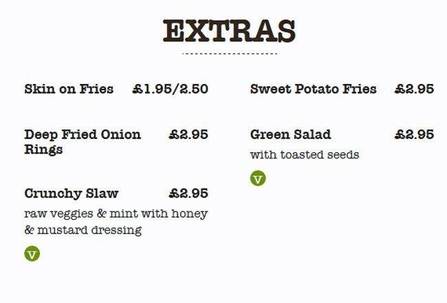 Menu at Giraffe restaurant, London, King's Cross Rd