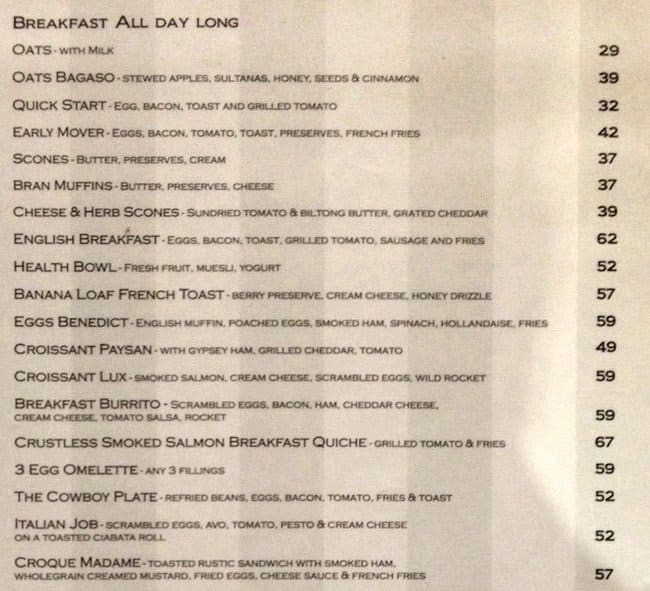 Menu at Cafe Bagaso Tygervalley, Cape Town, Tygervalley Centre Service Rd