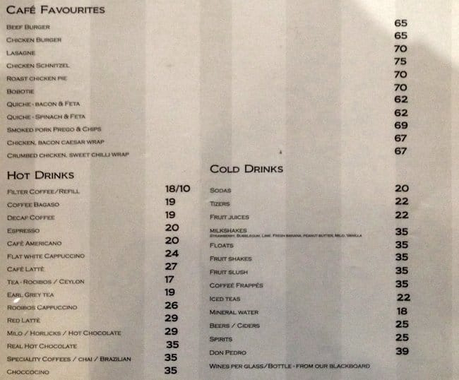 Menu at Cafe Bagaso Tygervalley, Cape Town, Tygervalley Centre Service Rd