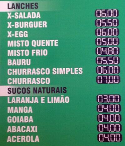 Menu at Bem Vindo, São Paulo