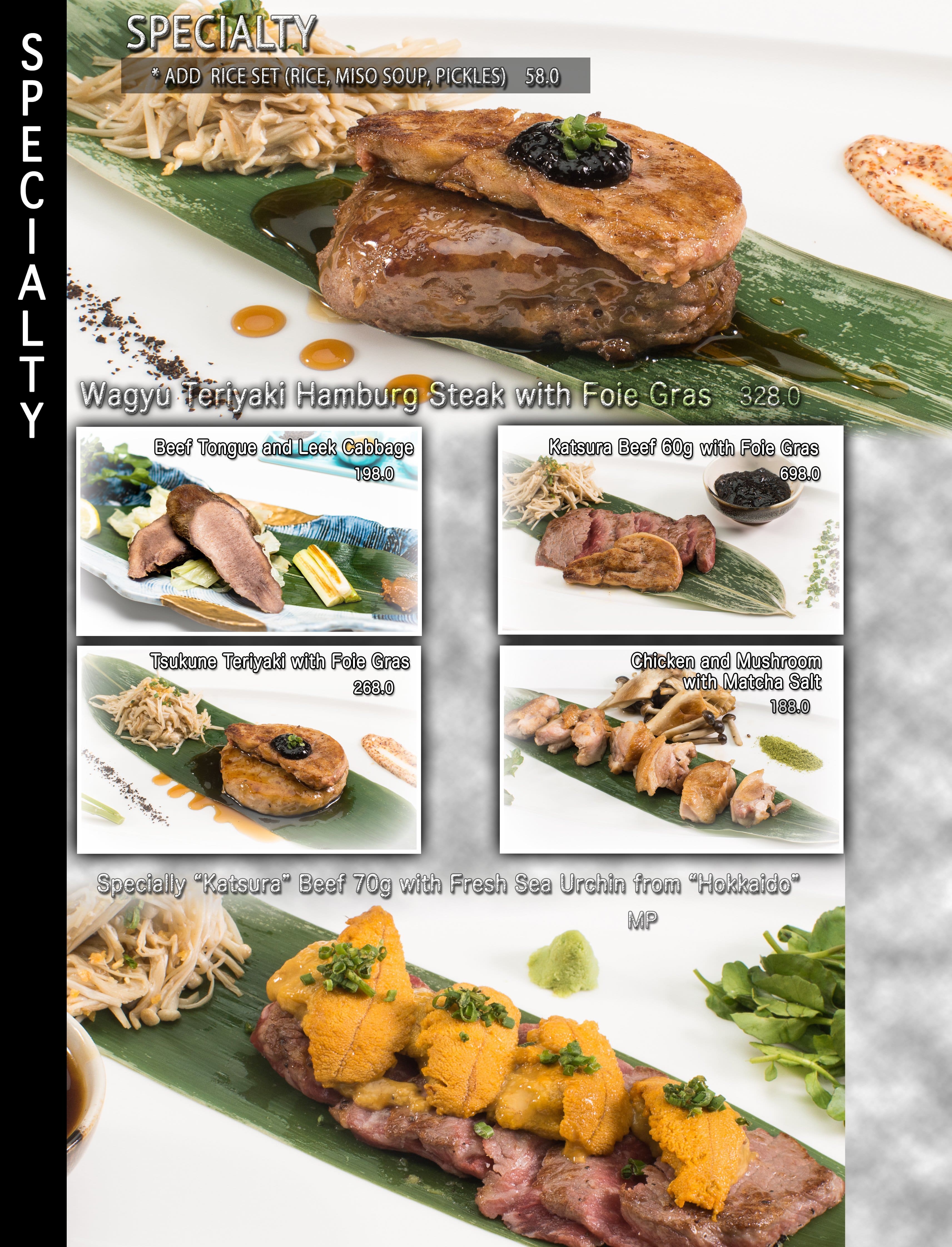 Menu at Katsura Plaza Senayan restaurant, Central Jakarta