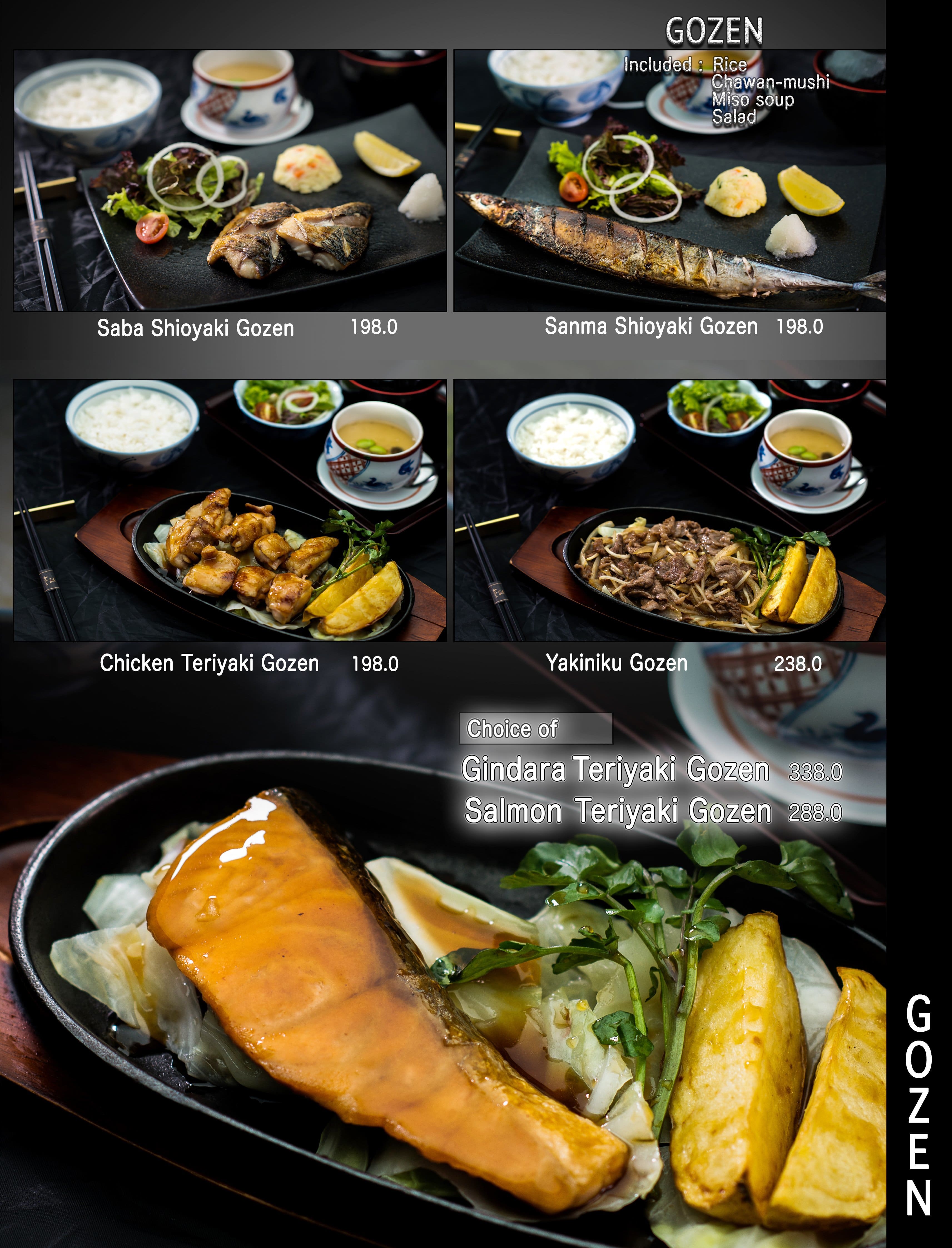 Menu at Katsura Plaza Senayan restaurant, Central Jakarta