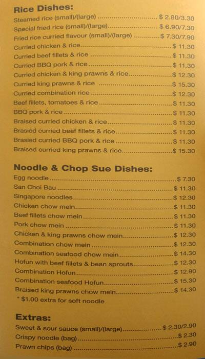 Menu at New Canton Restaurant, Aspley