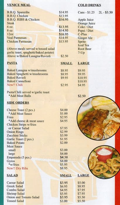 Menu at Venice Pizza pizzeria, Surrey