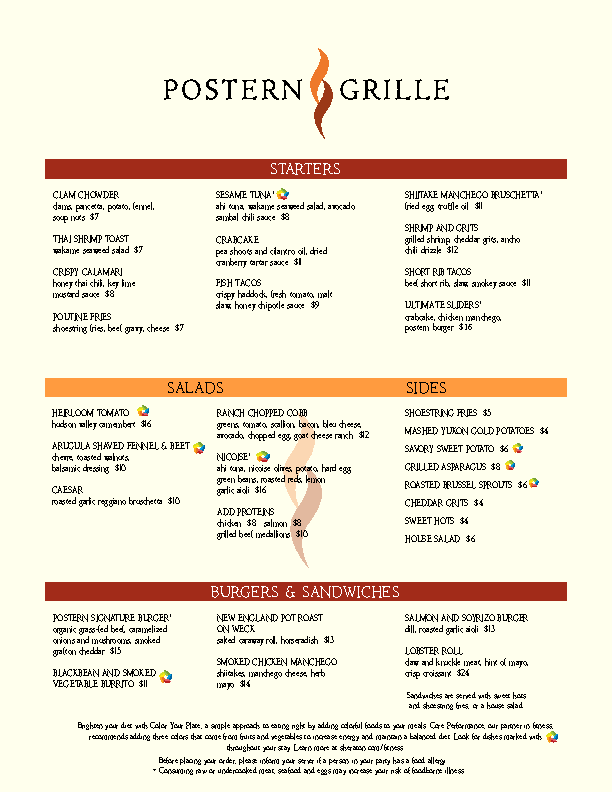 Menu at Postern Grille pub & bar, Framingham