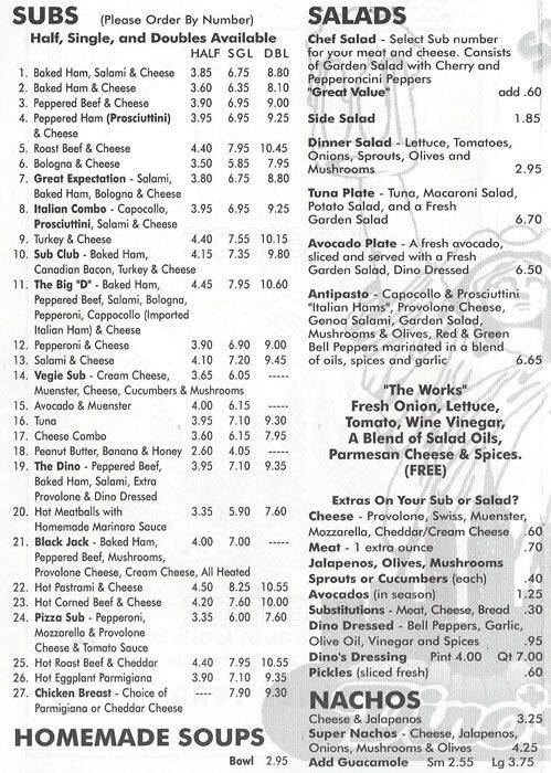 Dino's Subs Menu, Menu for Dino's Subs, Arlington, Arlington ...