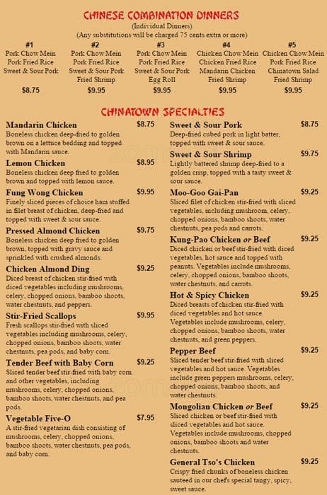 Menu at Quik Wok restaurant, Oceanside, 815 College Blvd