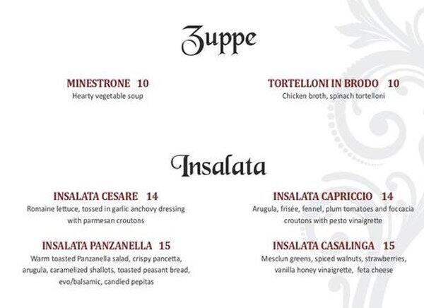 Menu at Capriccio restaurant, Atlantic City, Boardwalk