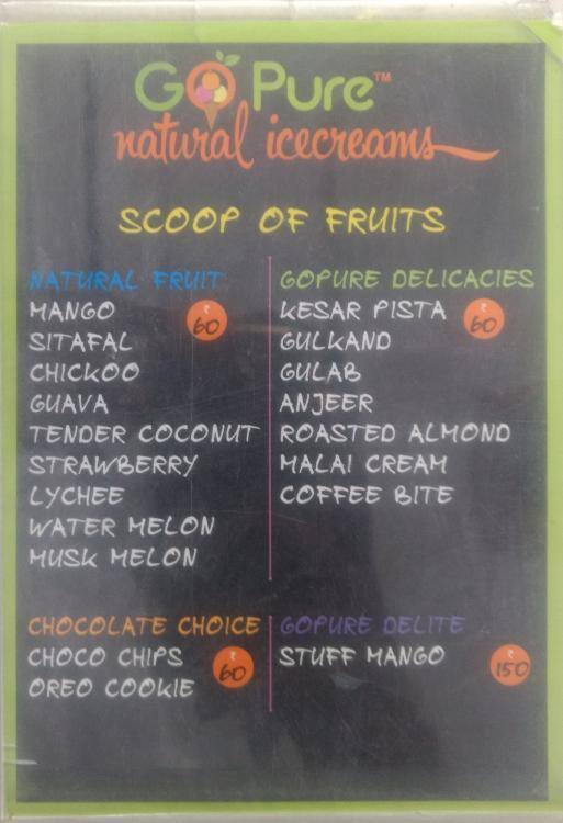 GoPure Natural Ice Cream Menu, Menu for GoPure Natural Ice Cream ...