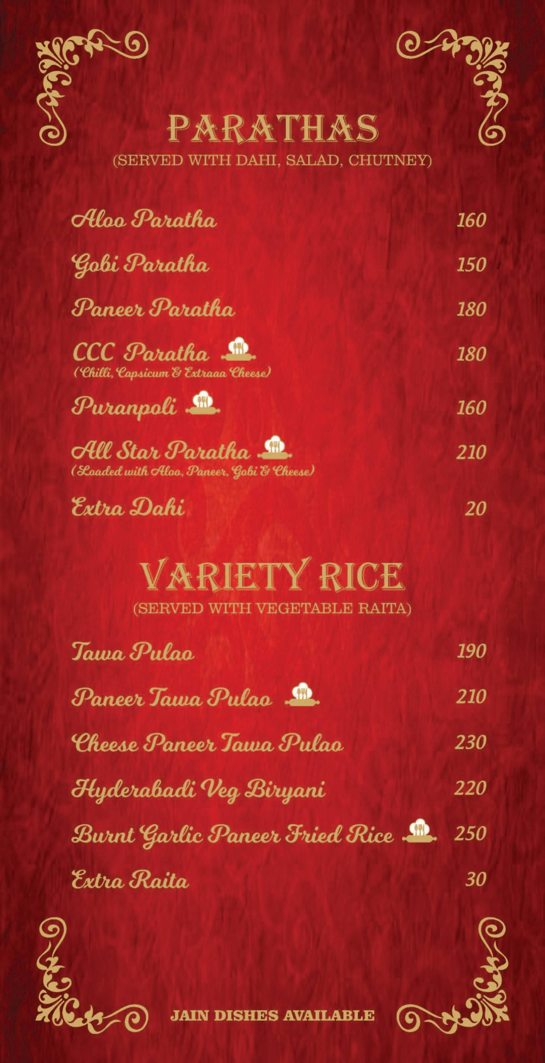 Menu at Fully Loaded, Chennai