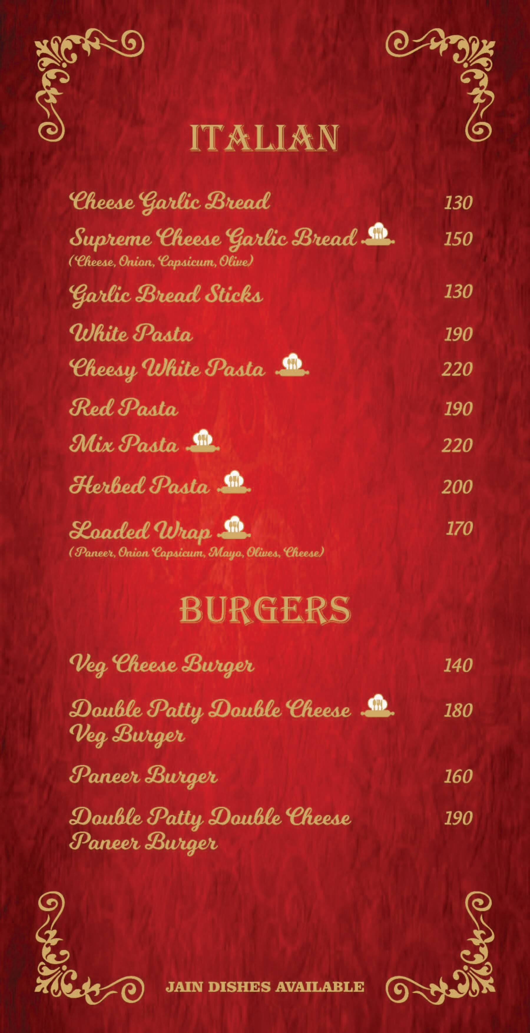 Menu at Fully Loaded, Chennai