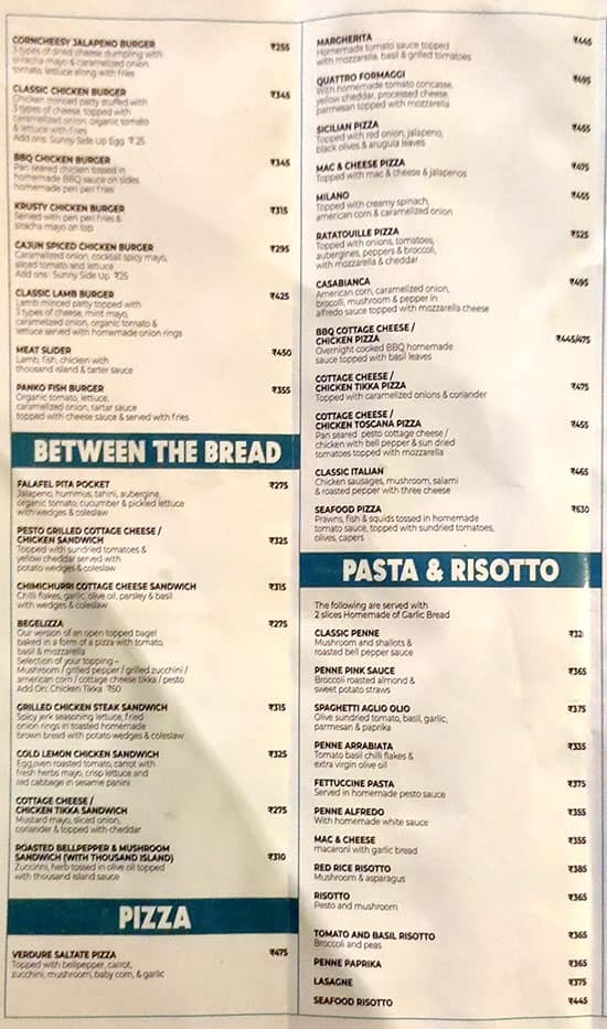 Menu at Daily Grill, Mumbai