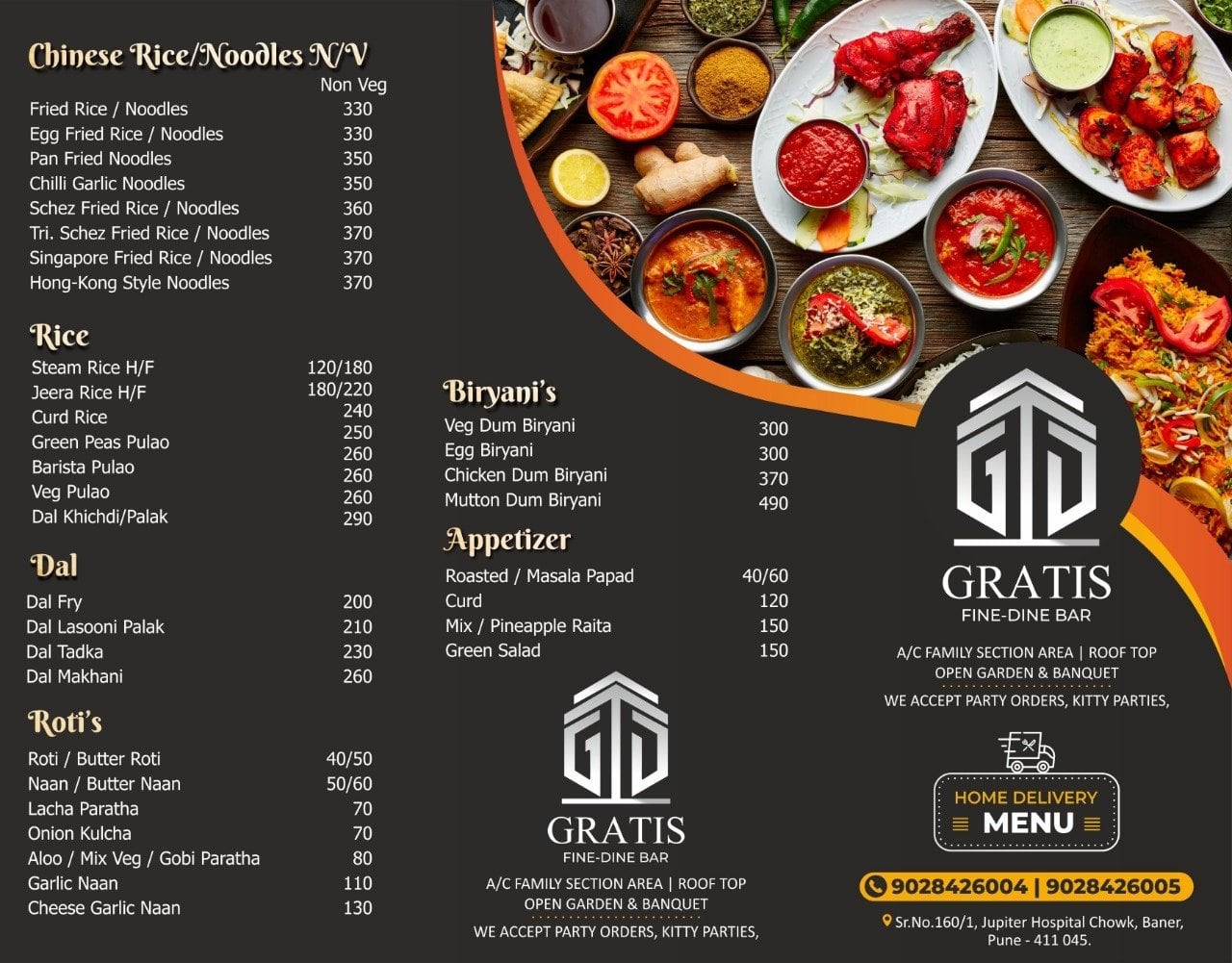 Menu at GRATIS Fine Dine Bar, Pune, Jupiter Hospital