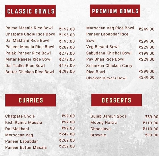 Menu of Bowl Up!, Baner, Pune