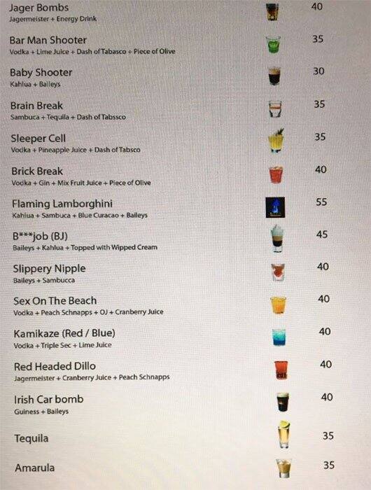 Menu at Mixology pub & bar, Dubai