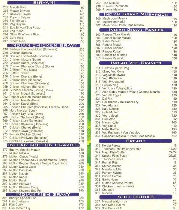 Menu at Al-Badriya Multi Cuisine Family Restorent, Bengaluru, 5/59