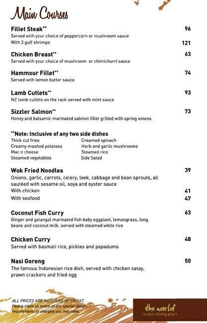 Menu at Nova Beach Cafe, Abu Dhabi, F8FR+F33