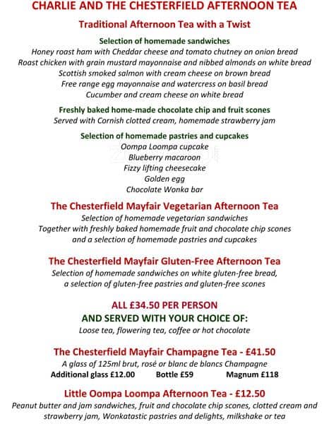 Menu at The Terrace Bar, London, 35 Charles St