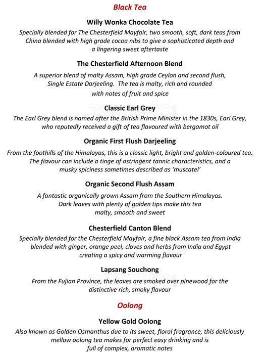 Menu at The Terrace Bar, London, 35 Charles St