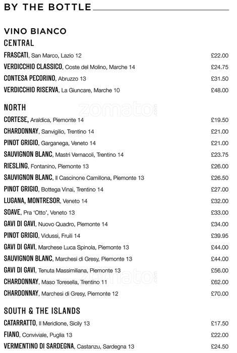 Menu at Piccolino Caffé Grande, Manchester restaurant, Manchester, 8 ...