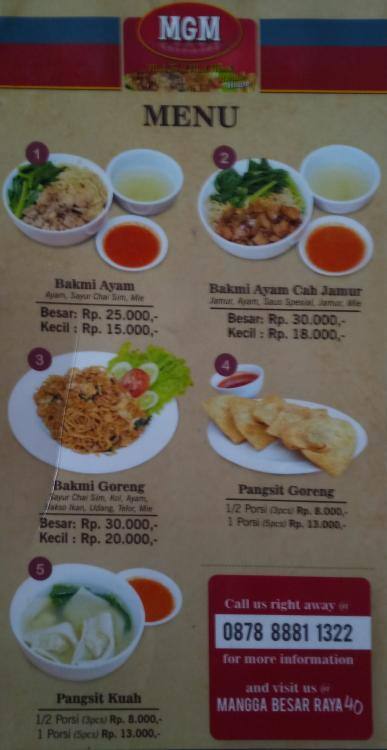 Menu at Mix Max cafe, Jakarta