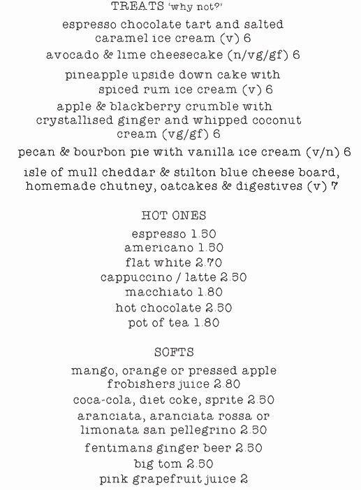 Menu at Checkpoint pub & bar, Edinburgh
