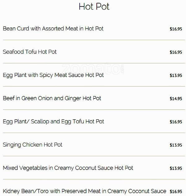 Menu at Shoom Restaurant, Vancouver