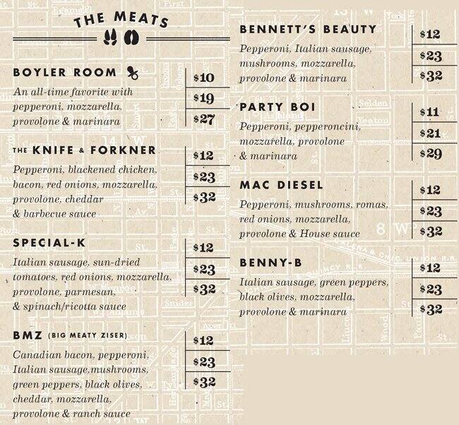 Menu at Homeslice pub & bar, Chicago