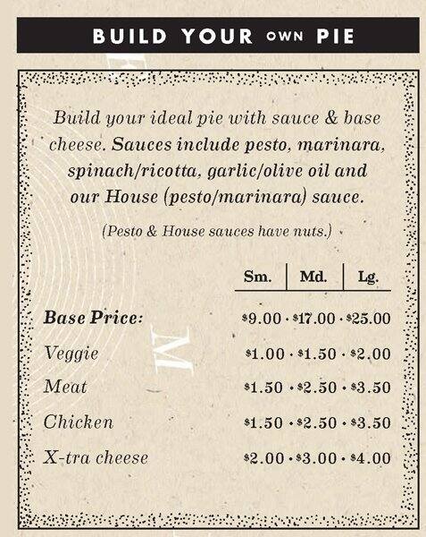 Menu at Homeslice pub & bar, Chicago