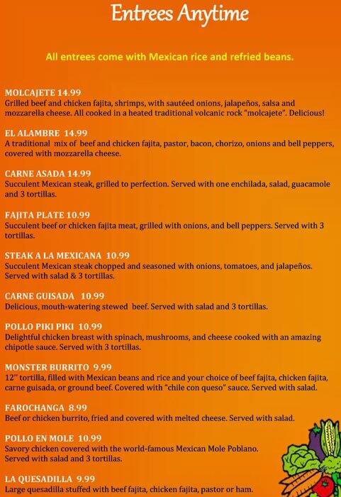 Menu at El Faro Mexican Food restaurant, Austin, Wells Branch Pkwy #108