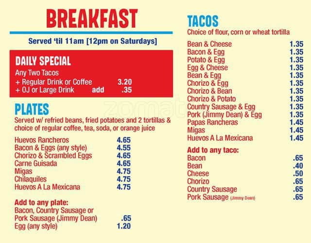 Menu at Teka Molino restaurant, San Antonio, Rittiman Rd