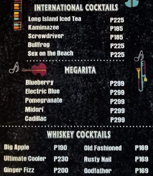Menu at Murray's New Orleans steakhouse, Cebu City