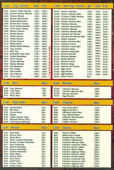 Kalpana Restaurant Menu, Menu for Kalpana Restaurant, Janpath, New ...
