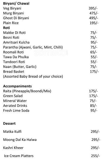 Menu at Sandoz Dbg Road, Karol Bagh, New Delhi, 53/7