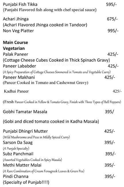 Menu at Sandoz Dbg Road, Karol Bagh, New Delhi, 53/7