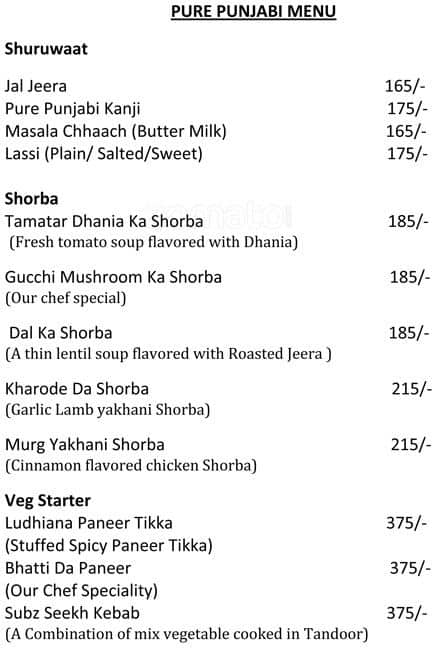 Menu at Sandoz Dbg Road, Karol Bagh, New Delhi, 53/7