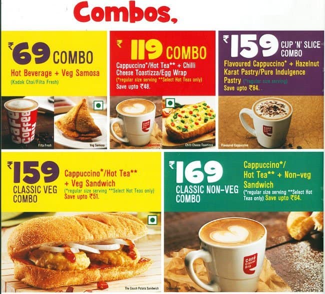 Menu at cafe coffee day, Delhi, Apollo indraprastha hospital
