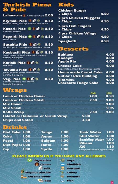 Menu at Aksular Restaurant, London, 232