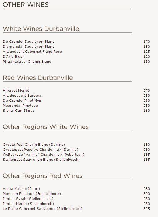 Menu at Cassia Restaurant, Cape Town, Nitida Wine Farm Tygerberg Valley ...