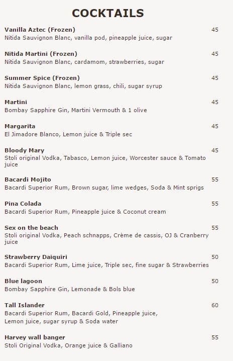 Menu at Cassia Restaurant, Cape Town, Nitida Wine Farm Tygerberg Valley ...